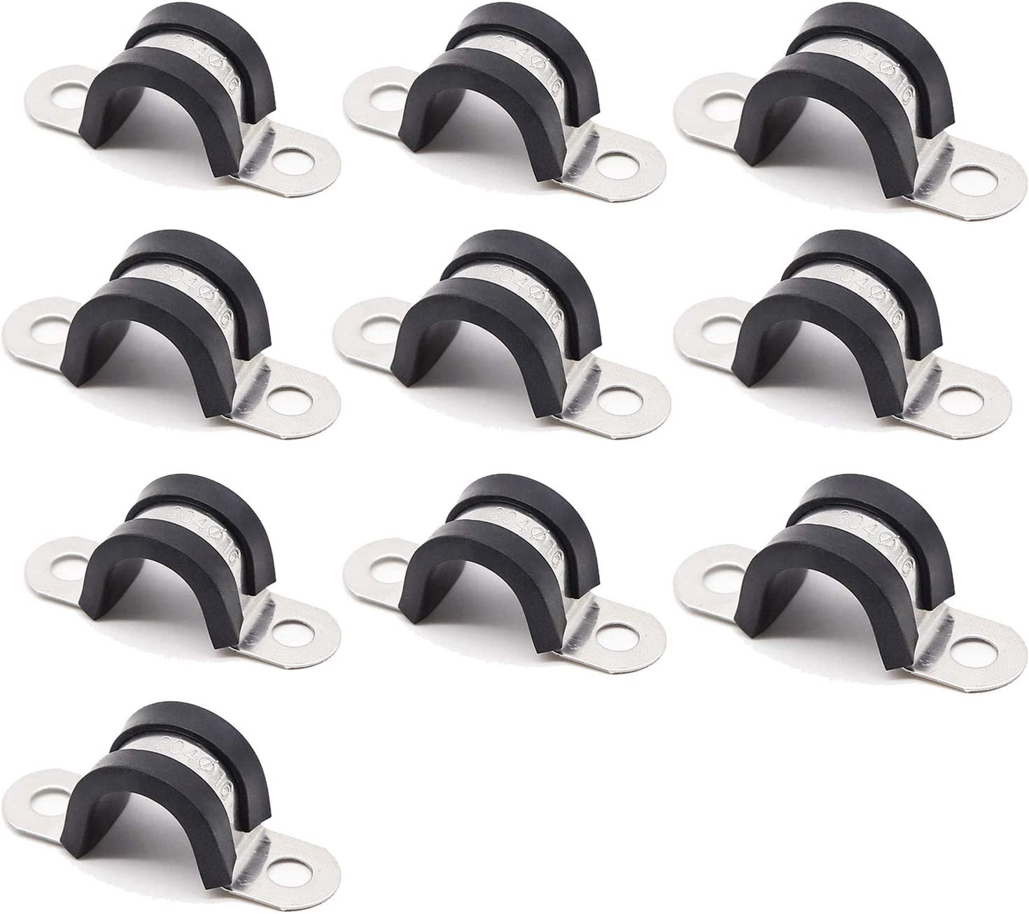 10 pieces of stainless steel pipe clamps, rubber buffer insulation ...