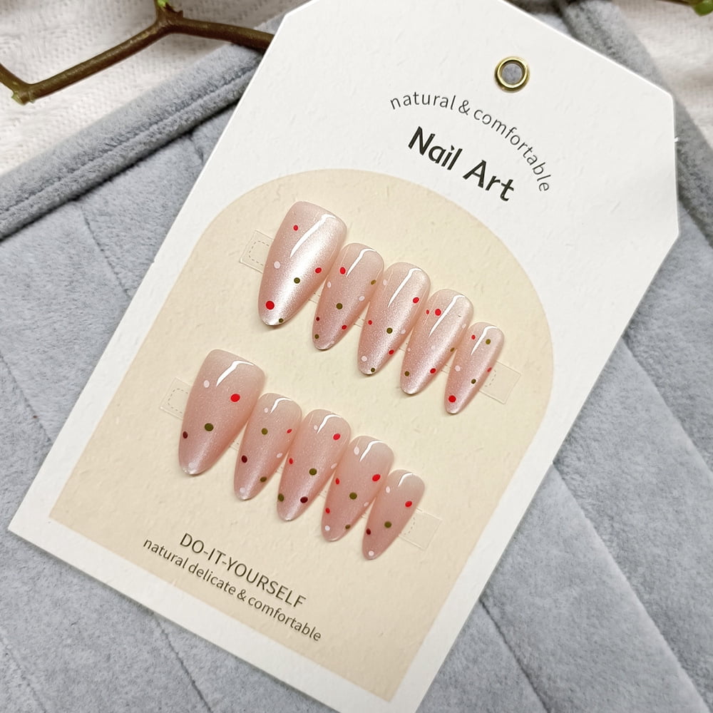 10 pieces sub-code high-sense almond manicure, handmade polka dot ...