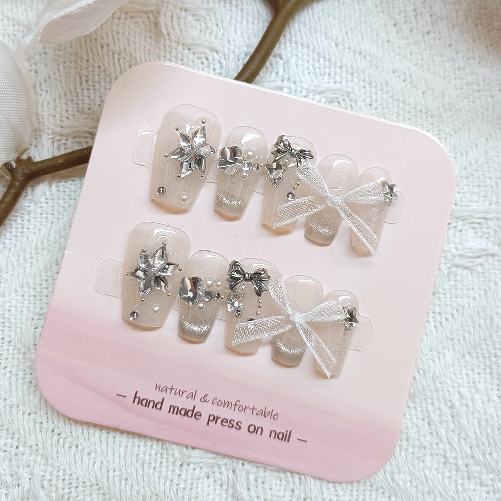 10 pieces sub-size snowflake diamond manicure, sweet bow phototherapy ...