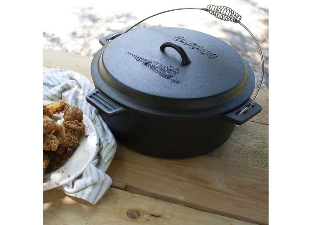 10-qt Cast Iron Chicken Fryer with Domed Lid, Deep Cooking Pot for ...