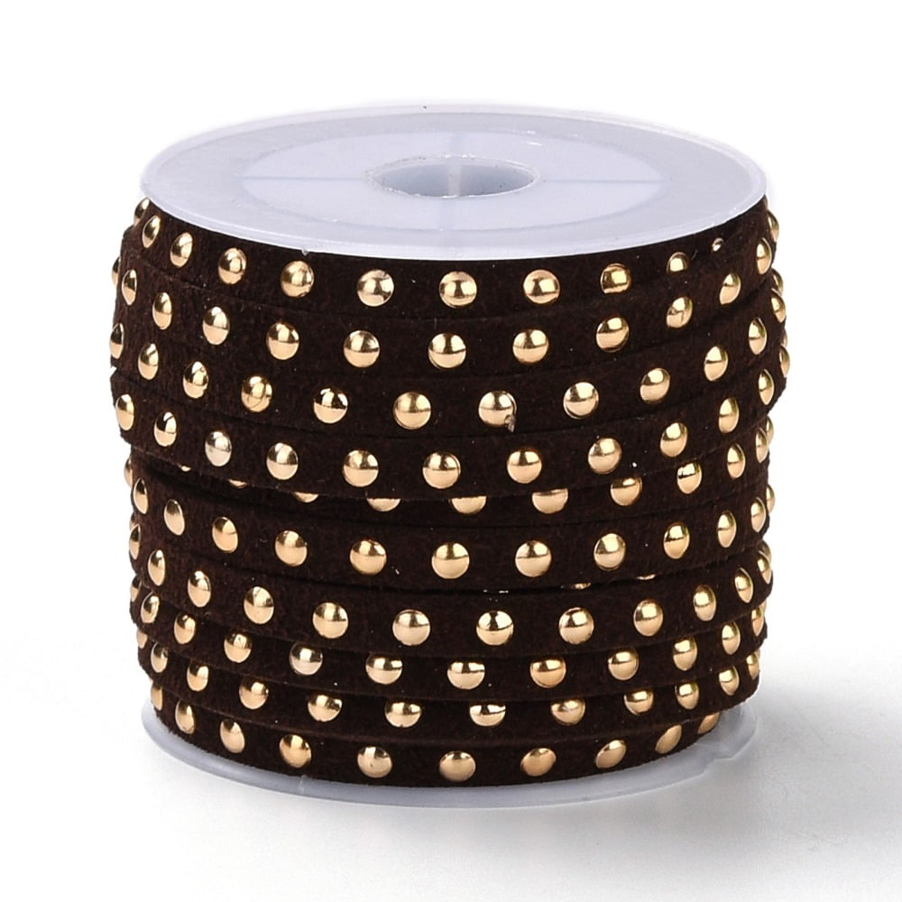 10 roll Faux Suede Cord with Golden Tone Alloy Rivet For Punk Rock ...