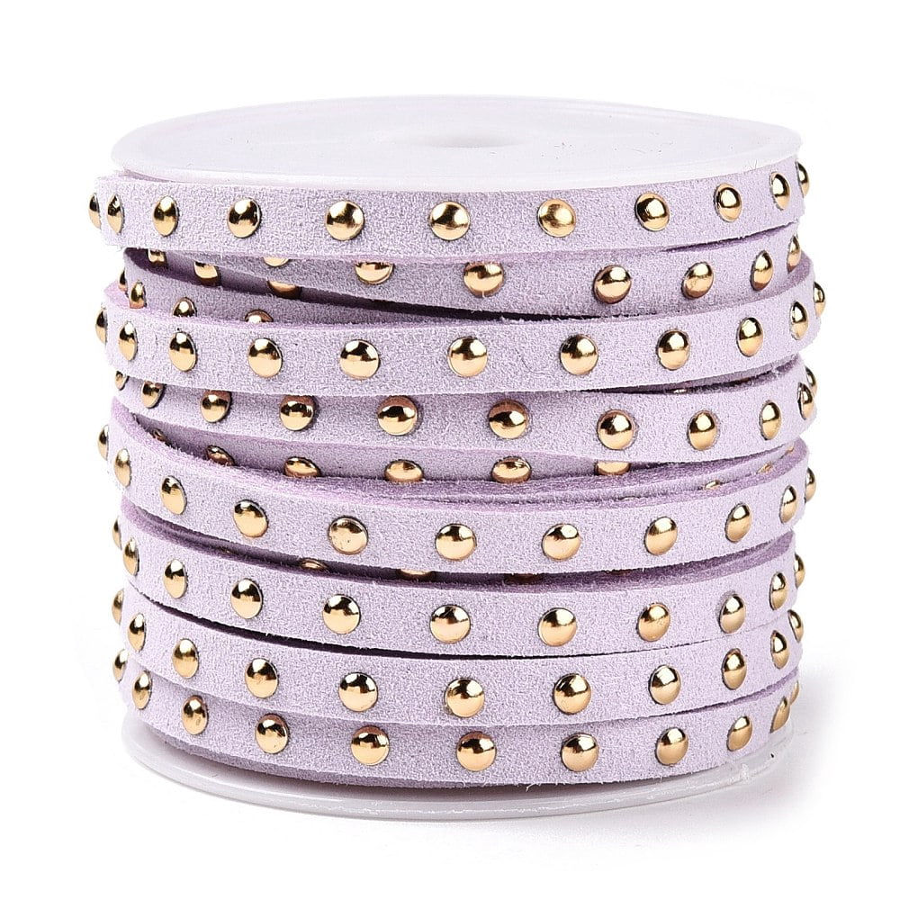 10 roll Faux Suede Cord with Golden Tone Alloy Rivet For Punk Rock ...