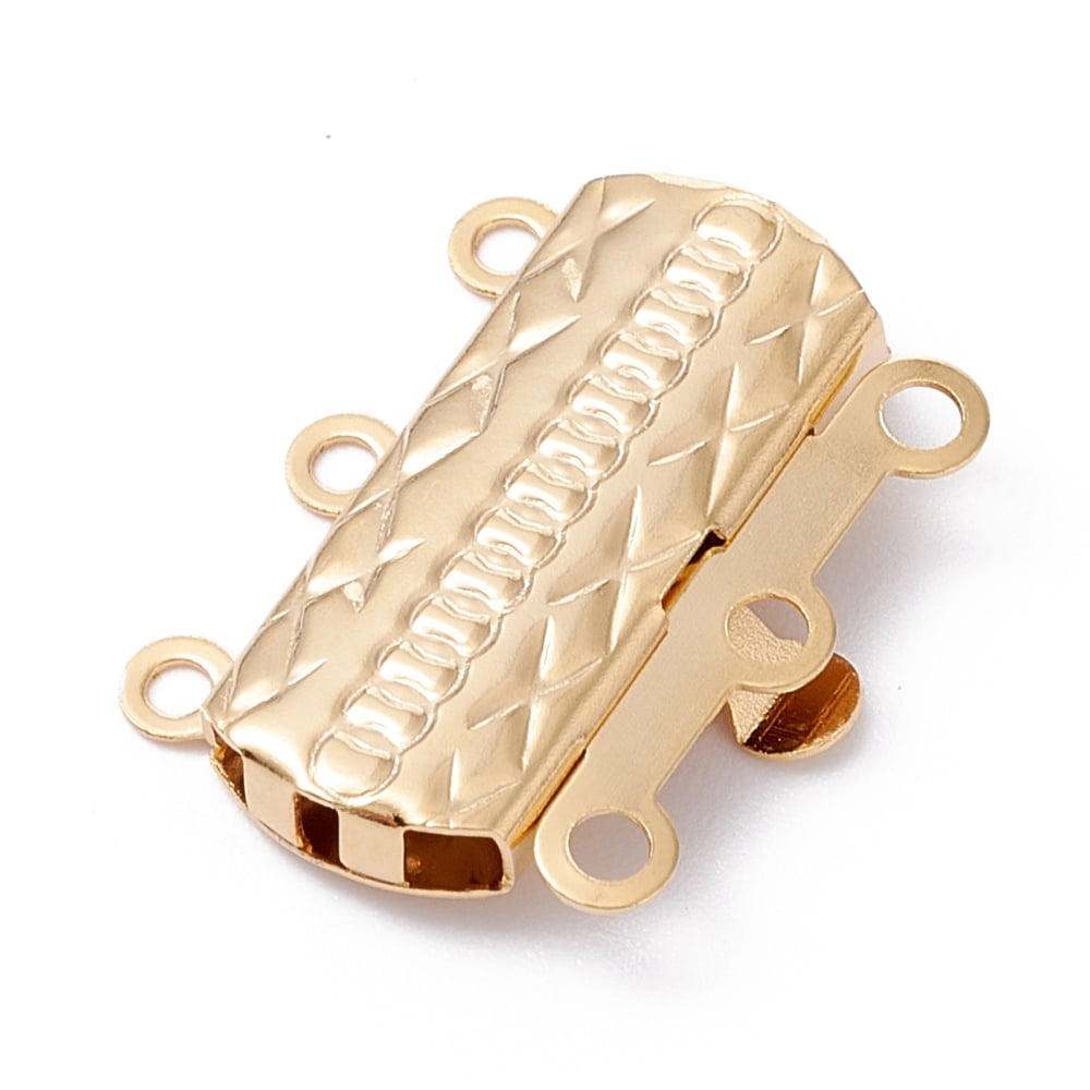 10 set 304 Stainless Steel box Clasps Multi-Strand Clasps 3-Strands 6 ...
