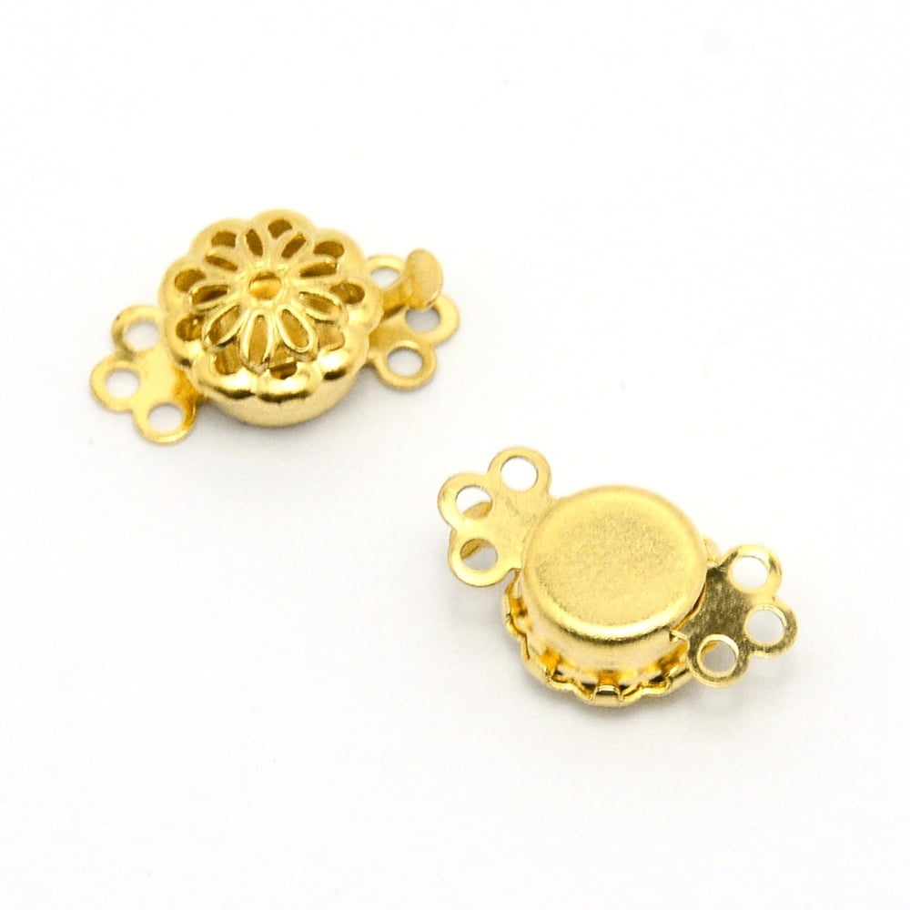 10 set Brass box Clasps Multi-Strand Clasps 3-Strands 6-Holes Flower ...