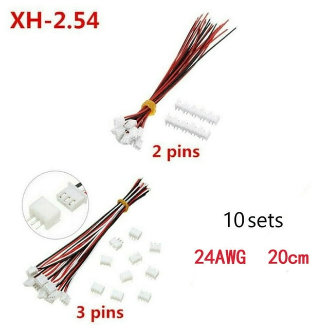 10 sets of JST XH2.54mm cable connector 2/3-pin male and female plug socket 2PIN - Walmart.com