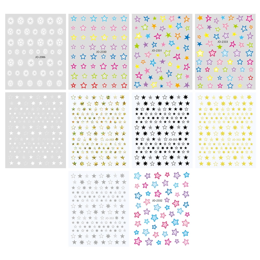 10-sheet Star Pattern Nail Decorations for Gel, Acrylic, & Natural ...