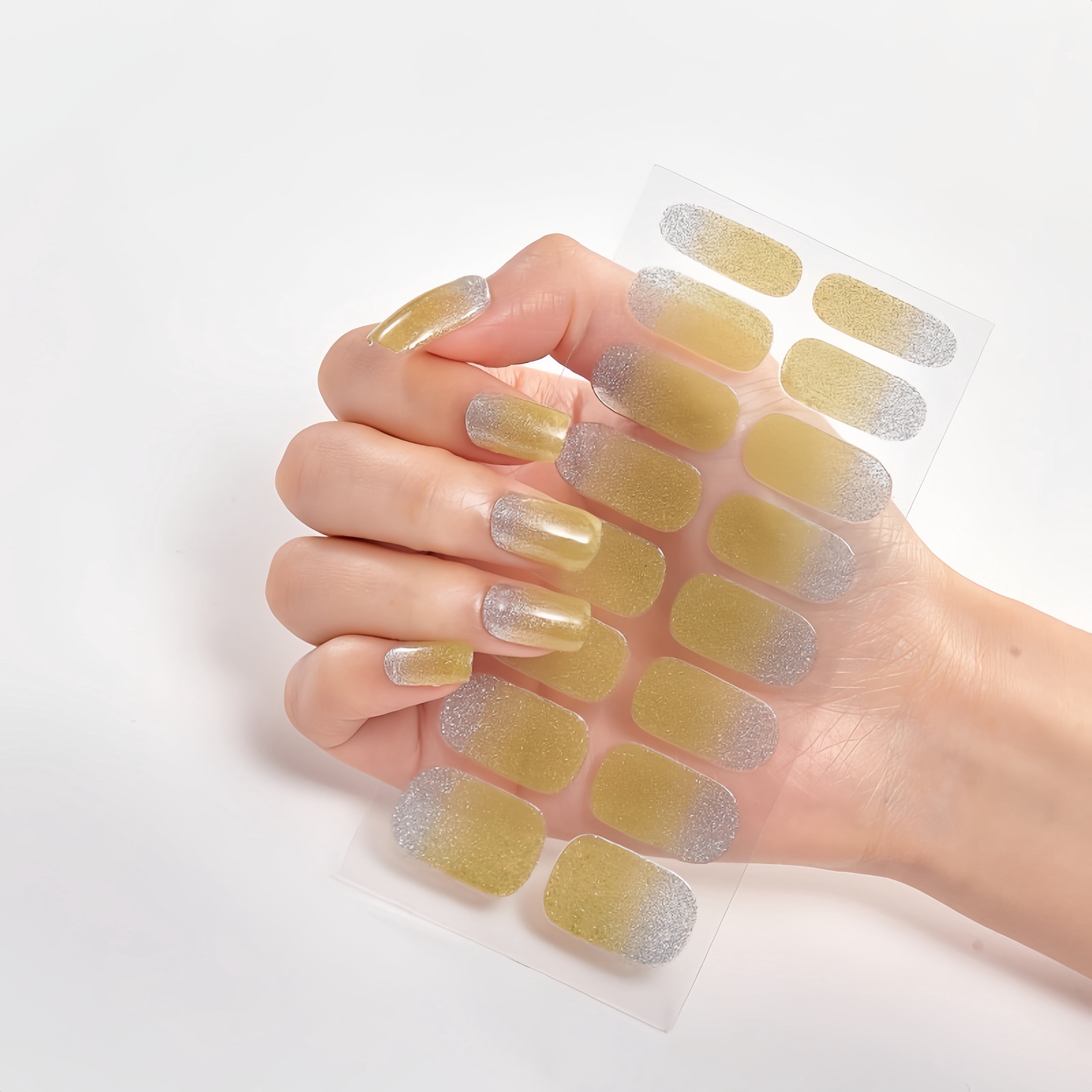 10 sheets gel nail strips stickers, solid color gel nail stickers ...