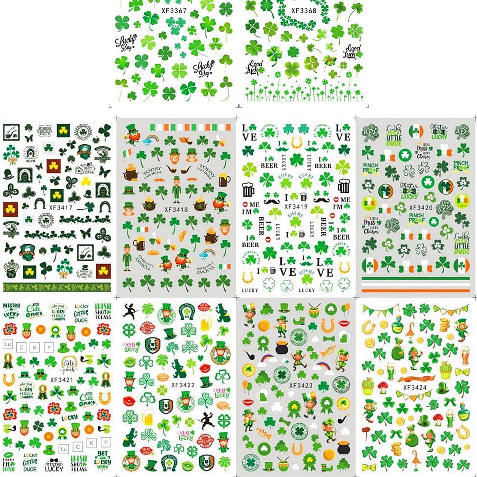 10 sheets green irish trefoil 3 leaf lucky flowers st. patrick‘s day ...