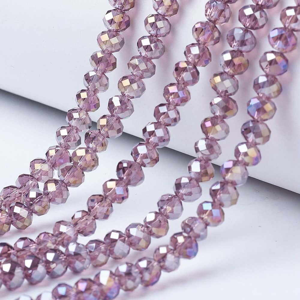 10 strand Electroplate Glass Beads Strands AB color Plated Faceted Rondelle Old Rose 2.3~2.7x2mm ...
