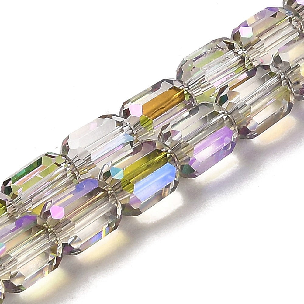 10 strand Electroplate Glass Beads Strands Faceted Column Gainsboro 6x6 ...