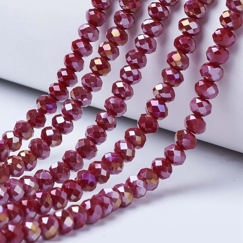 10 strand Electroplate Glass Beads Strands Opaque Solid color AB color ...