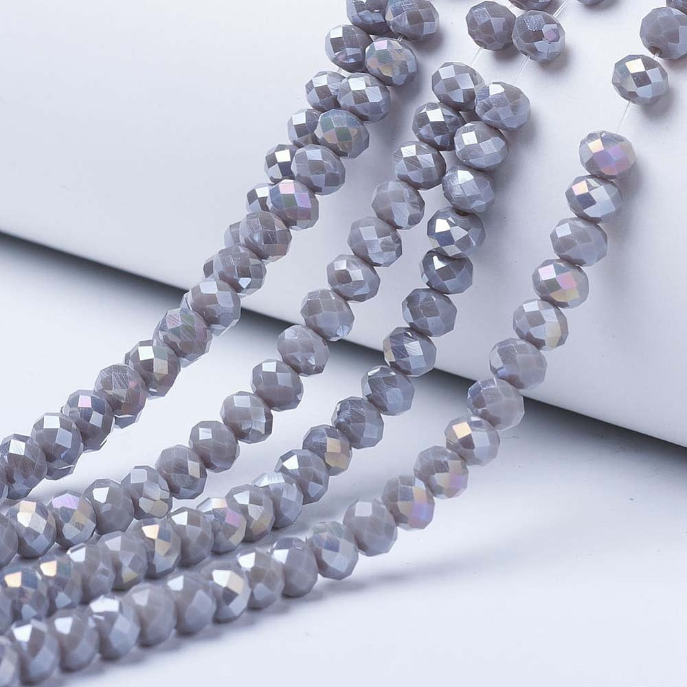 10 strand Electroplate Glass Beads Strands Opaque Solid color AB color ...