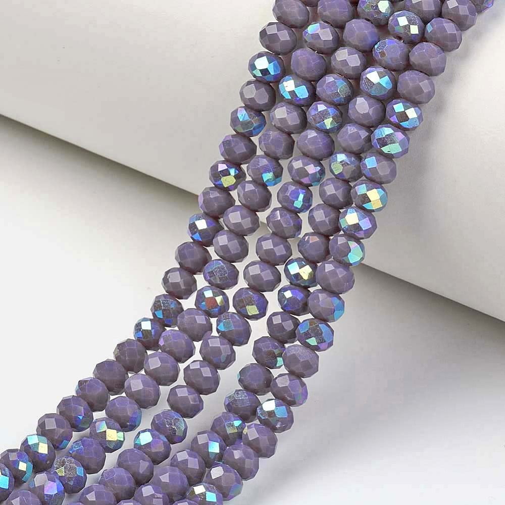 10 strand Electroplate Opaque Solid color Glass Beads Strands Half ...