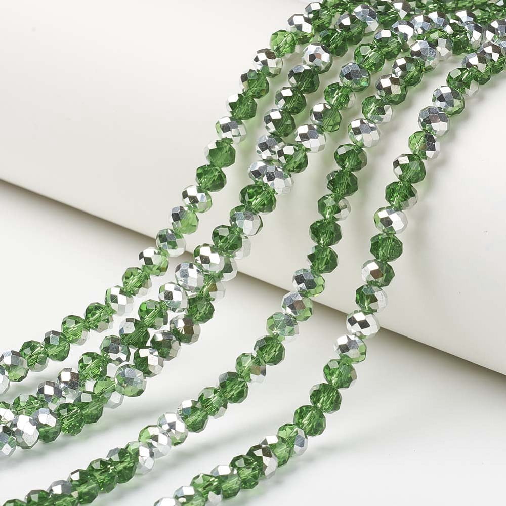 10 strand Electroplate Transparent Glass Beads Strands Half Silver ...