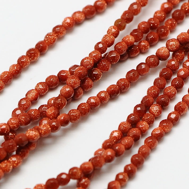 10 strand Goldstone Beads Strands Faceted Round 3mm Hole: 0.8mm 137pcs ...