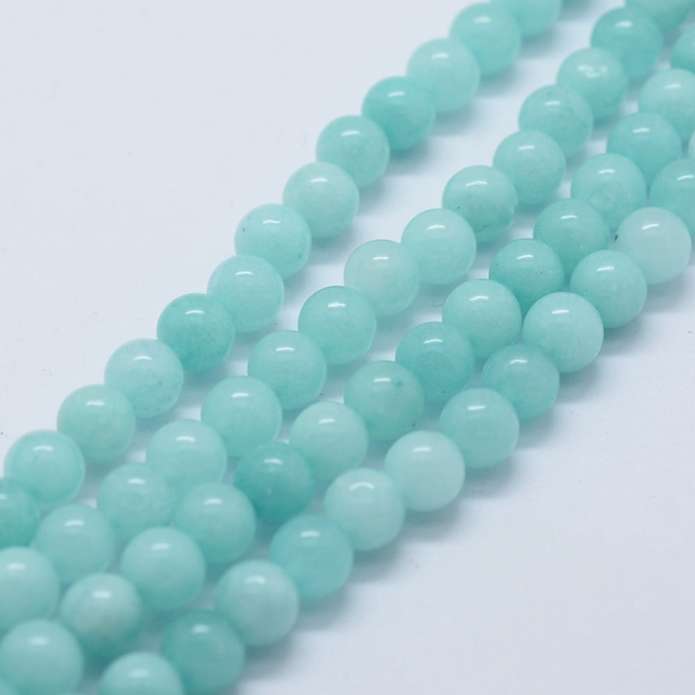 10 strand Natural Dyed Jade Bead Strands Imitation Aquamarine Round 6mm ...