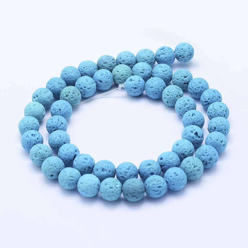 10 strand Natural Lava Rock Beads Strands Dyed Round Light Blue 8mm ...