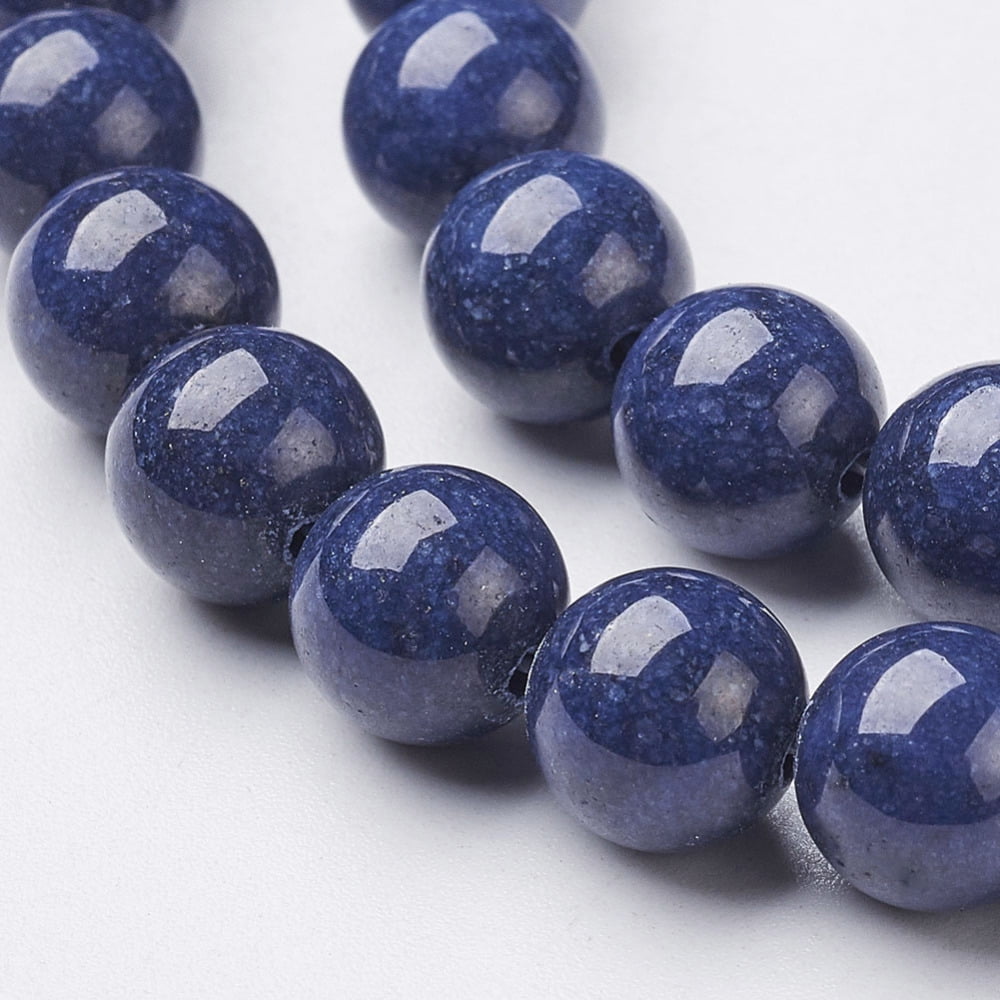10 strand Natural Mashan Jade Round Beads Strands Dyed Midnight Blue ...