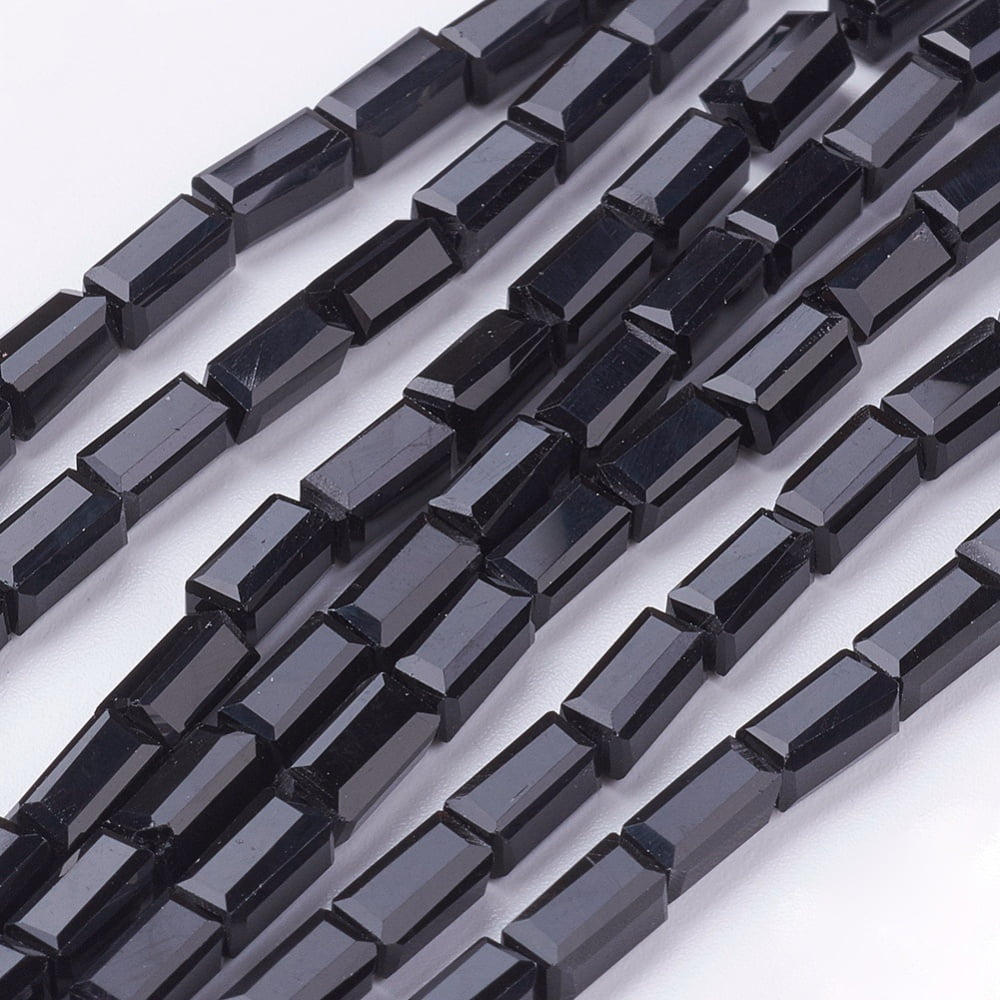 10 strand Opaque Glass Beads Strands Faceted Cuboid Black 7x3x3mm Hole ...
