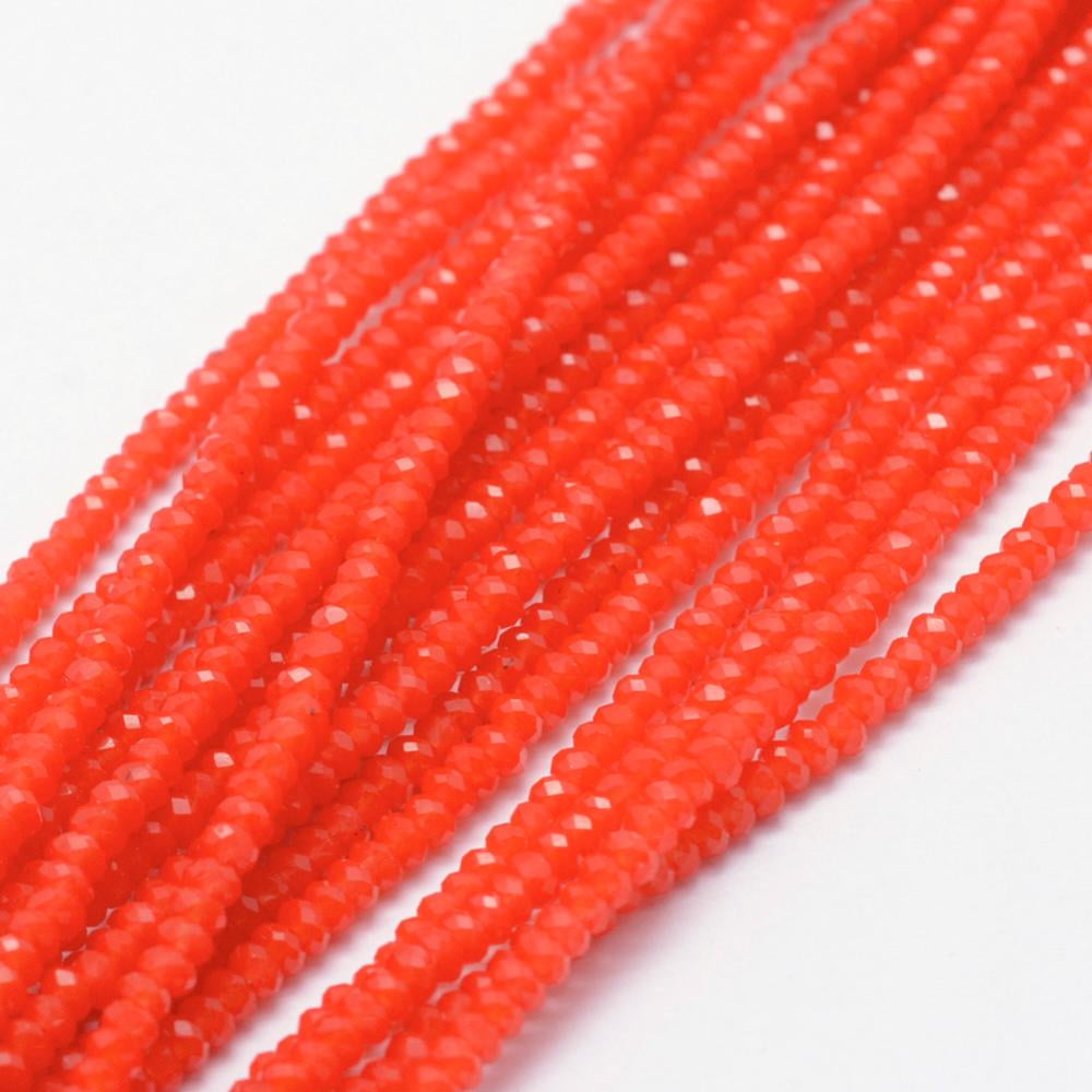 10 strand Opaque Glass Beads Strands Faceted Rondelle Orange Red 2.3~2 ...