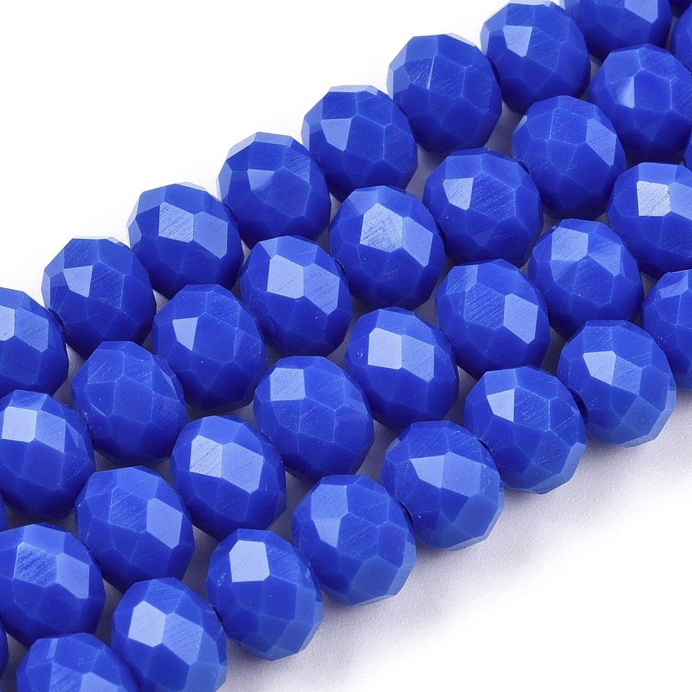 10 strand Opaque Solid color Glass Beads Strands Faceted Rondelle Royal ...