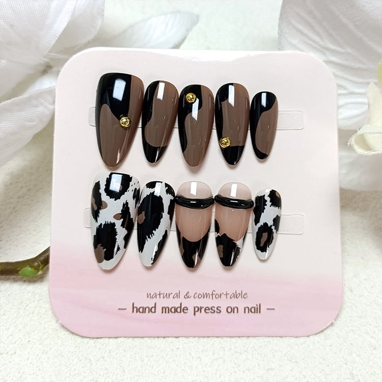 10 sub-code leopard print nail pads, hand-worn armor, cute advanced ...