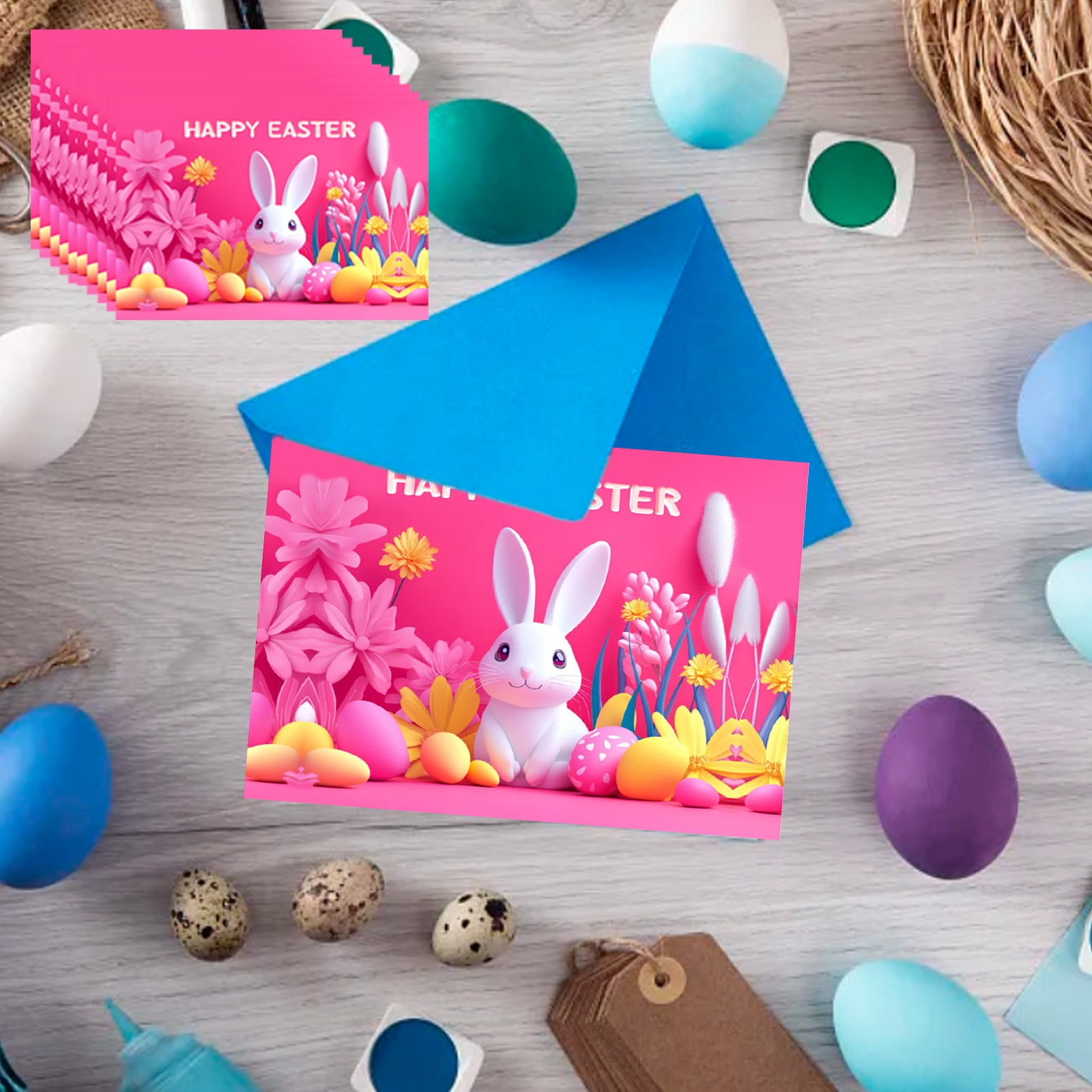 10 tarjetas de Pascua con huevos de colores y conejos para 2025 ...