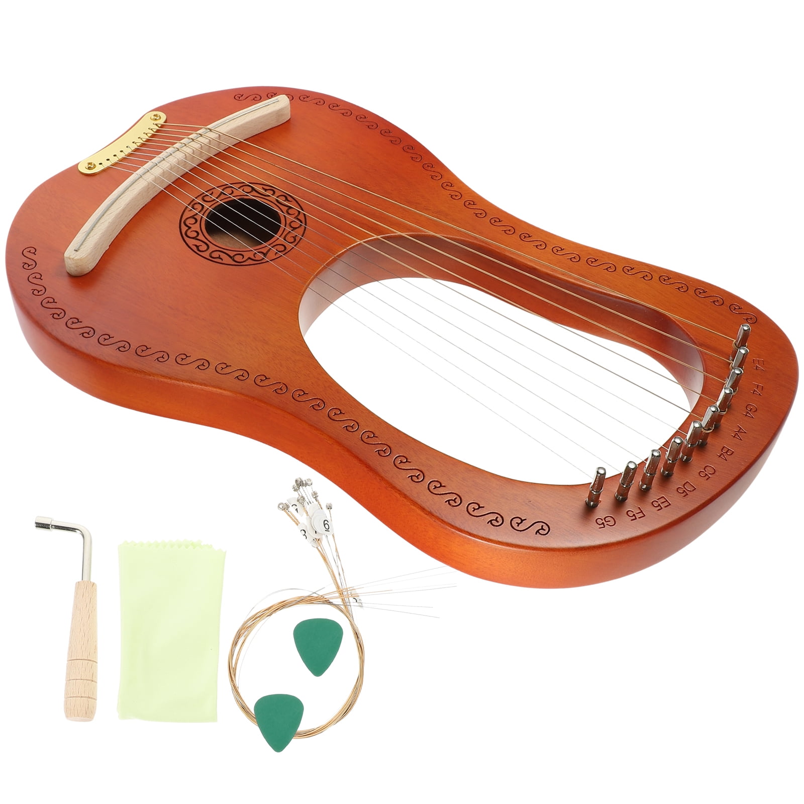 10-tone Lyre Musical Instruments Wooden Harp Beginner Instrument Lyre ...