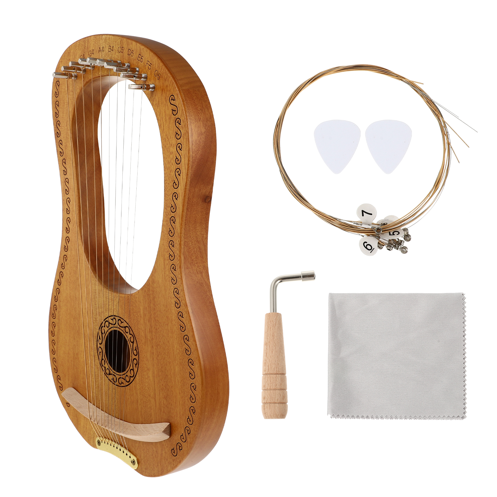 10-tone Lyre Musical Instruments Wooden Harp Strings Harp Beginner Harp ...