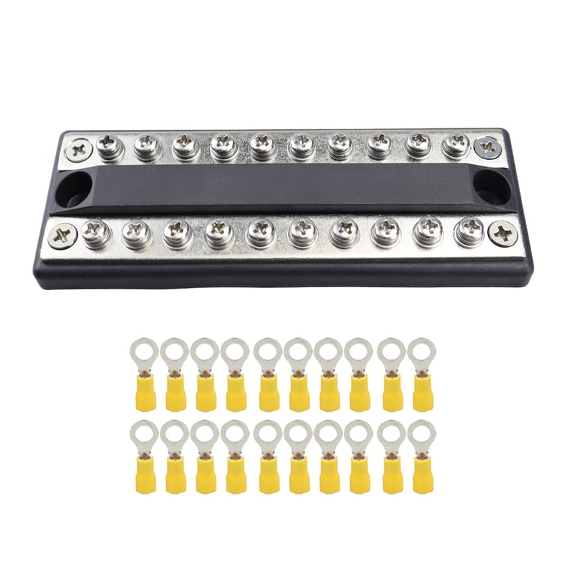 10-way 20-way Power Distribution Block 100A Bus Bar Box 12-48V Busbar ...