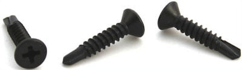 #10 x 1 1/2" Self-Drilling Screws / Phillips / Flat Head / Steel / Black Oxide - 4000 Piece ...