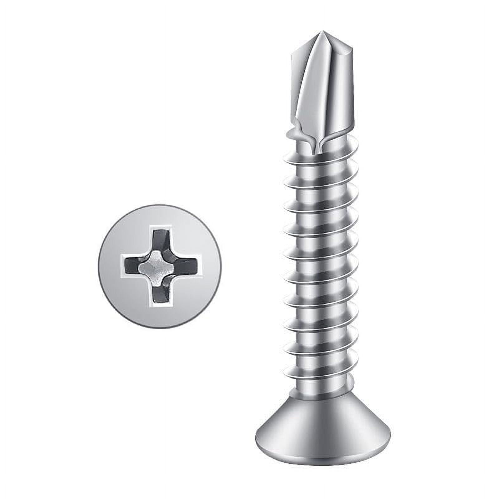 #10 x 1 (100 Pack) Flat Head Sheet Metal Screws Self-Tapping Screw Phillips Head Self Drilling ...