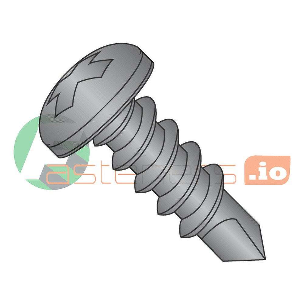 #10 x 1/2" Self-Drilling Screws / Phillips / Pan Head / Steel / Black Oxide / #2 Drill Point ...
