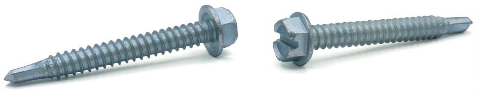 #10 x 1/2" Self-Drilling Screws / Slotted / Hex Washer Head / Steel / Zinc - 8000 Piece Carton ...