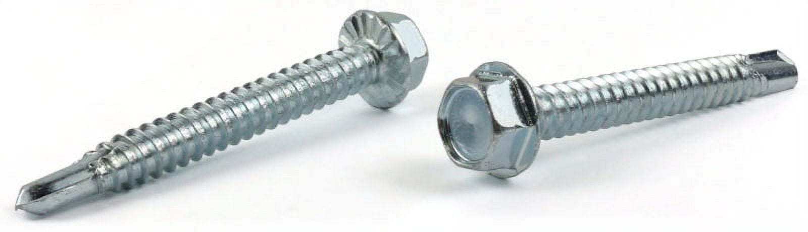 #10 x 1/2" Self-Drilling Screws / Unslotted / Hex Washer Head / Steel / Zinc / Serrated - 8000 ...