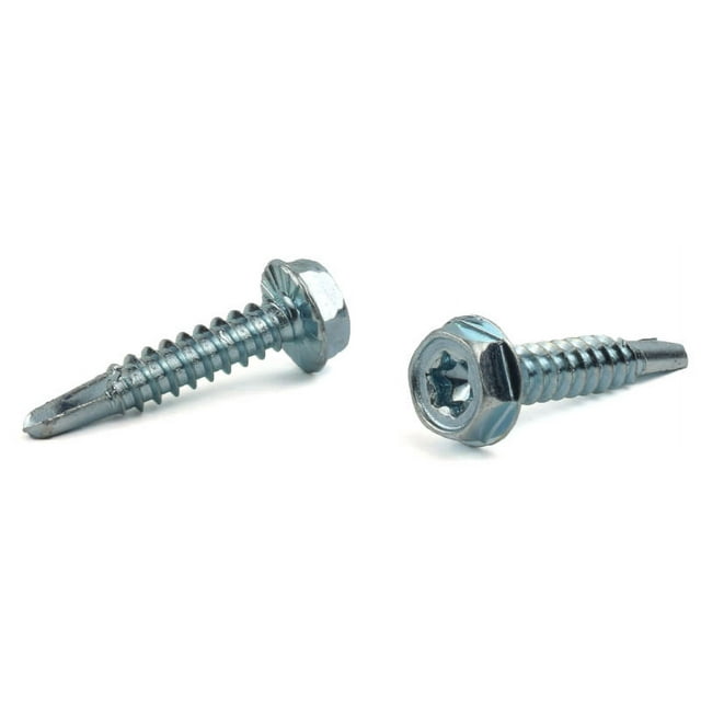 #10 x 1" Self-Drilling Screws / Six-Lobe (TorxÂ®) / Hex Washer Head / Steel / Zinc / Serrated ...