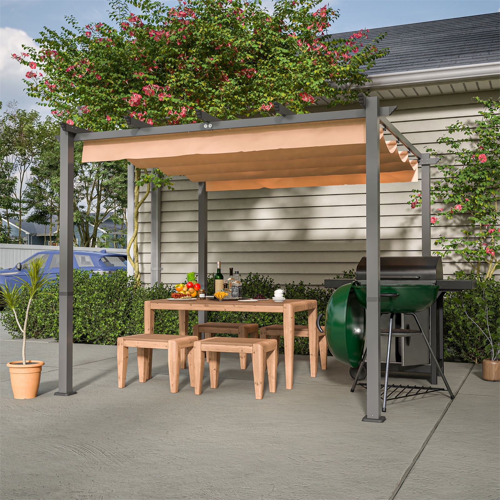 10' x 10' Aluminum Patio Pergola,Backyard Shade Shelter with ...