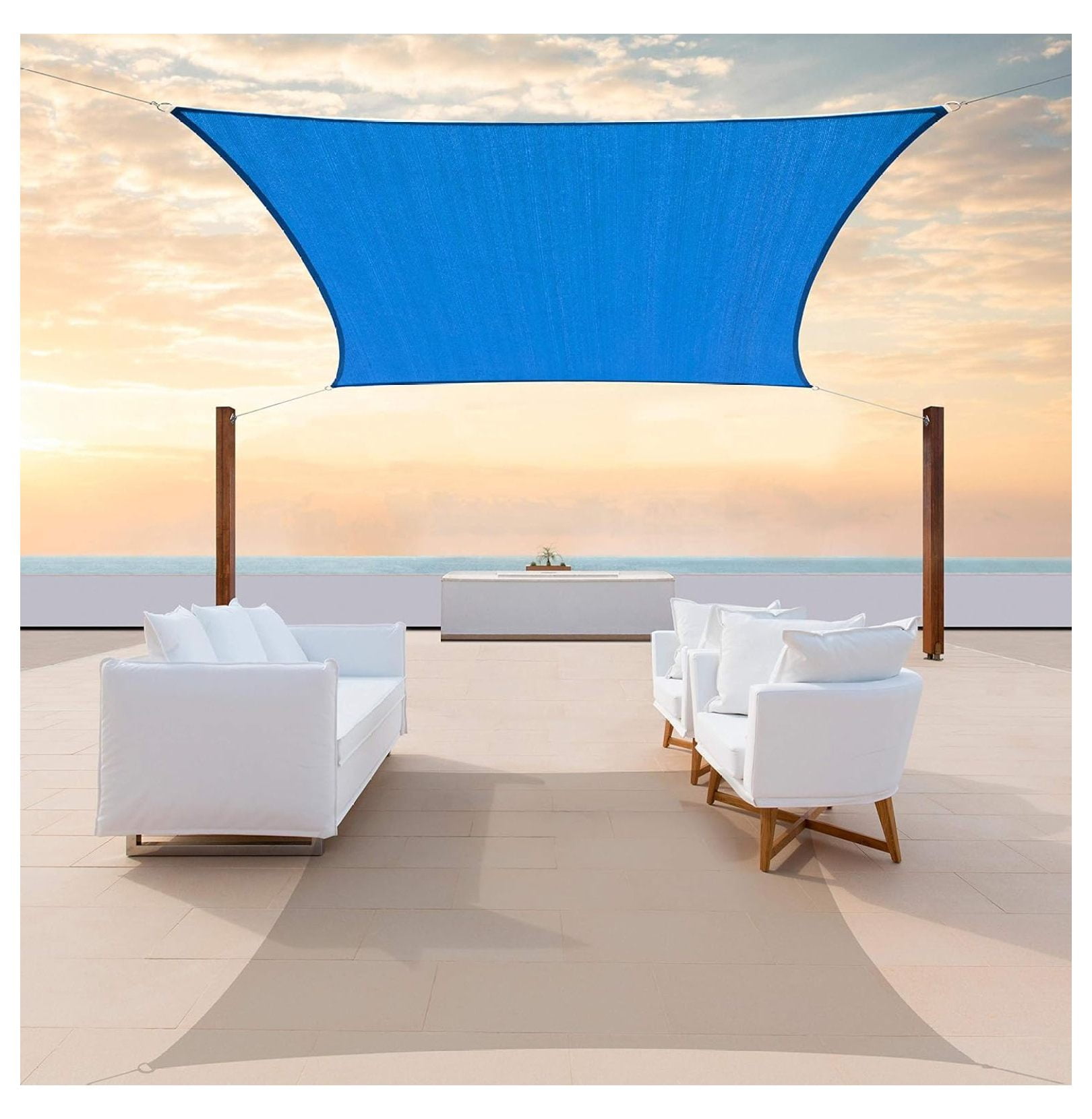 10' x 10' Blue Sun Shade Sail Square Canopy Fabric Cloth Screen, Water ...