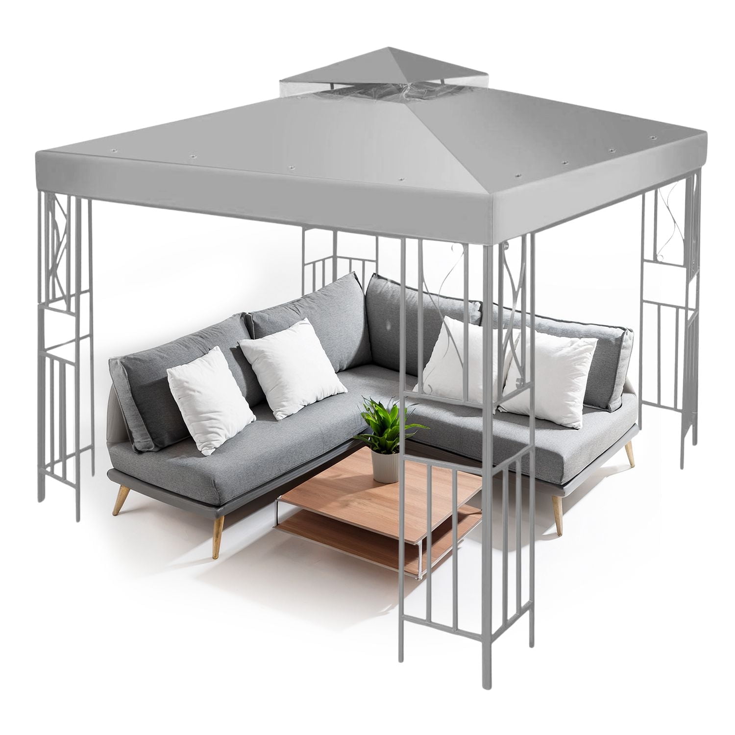 Gazebo Cover Replacement Canopy Top 10x10 Ft (3m x 3m) - Double Tier ...