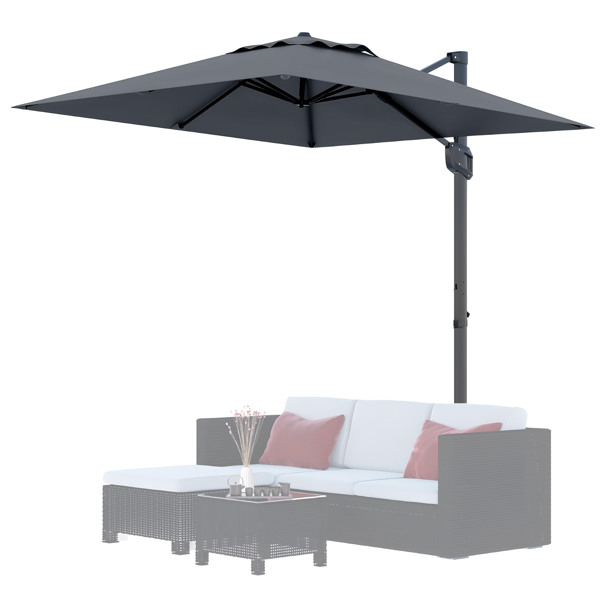10' x 10' Heavy Duty Square Cantilever Umbrella, Aluminum Offset ...