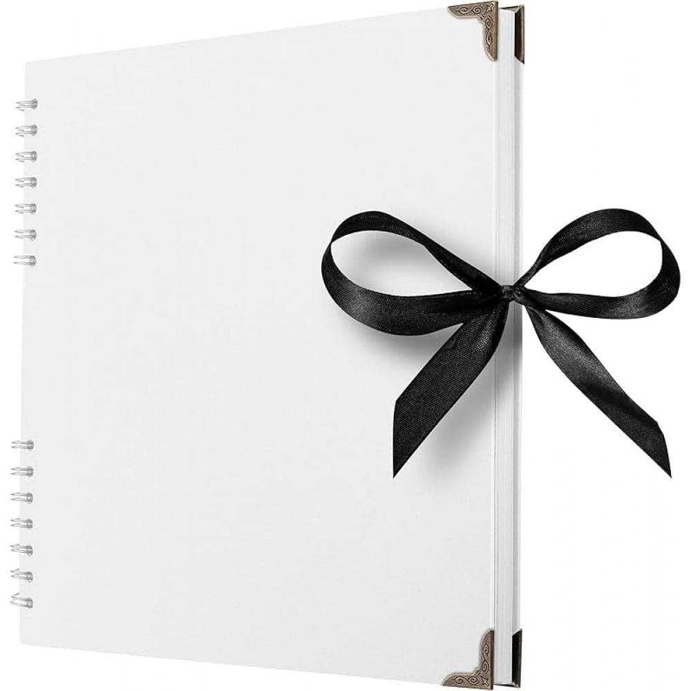 10 x 10 Inches Scrapbook Album 70 Pages White Thick Kraft Paper Corner ...
