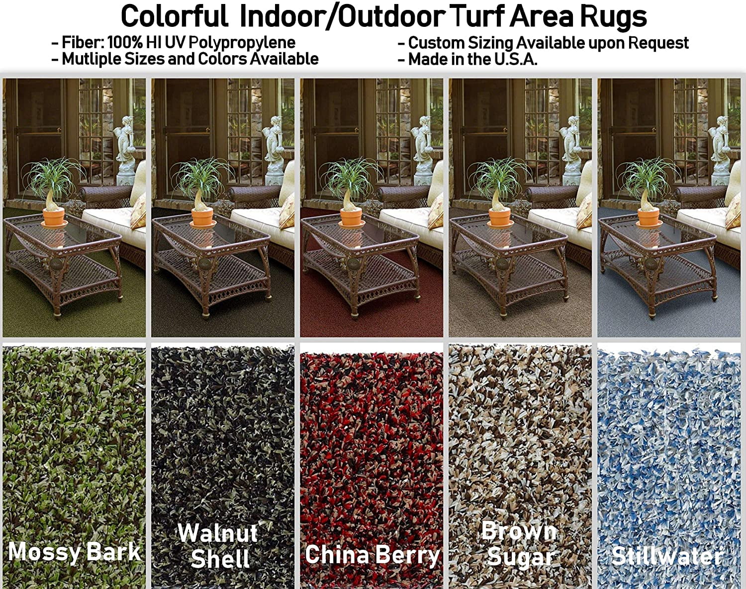 10' x 10' Multi-Colored Indoor/Outdoor Turf Area Rugs. Perfect for ...