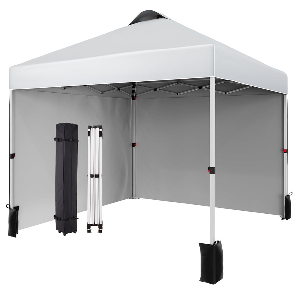 10 x 10 Pop Up Canopy Tent, Portable Beach Tent with 2 Sidewalls and ...