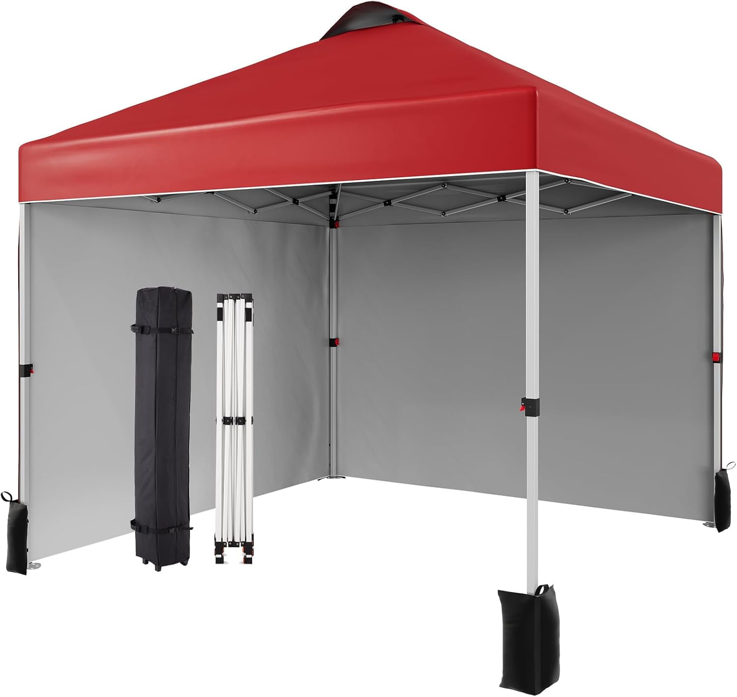 10 x 10 Pop Up Canopy Tent with 2 Sidewalls Vented Roof Instant Outdoor ...