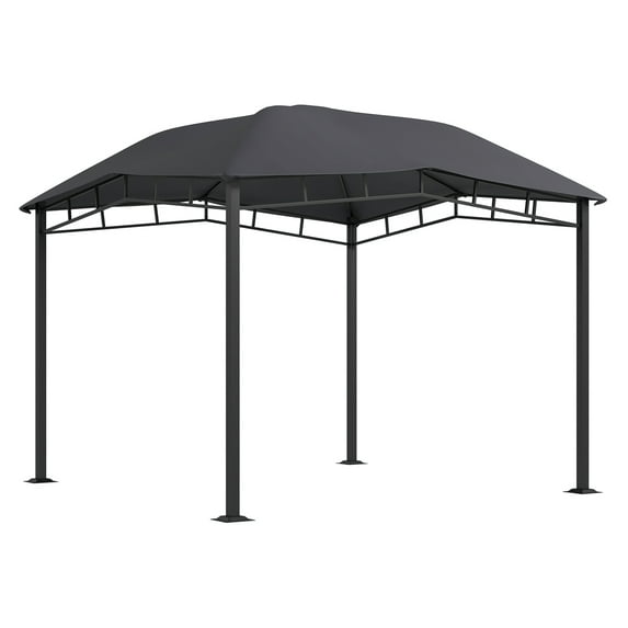 10' x 10' Soft Top Patio Gazebo Outdoor Canopy with Geometric Design Roof, All-weather Steel ...