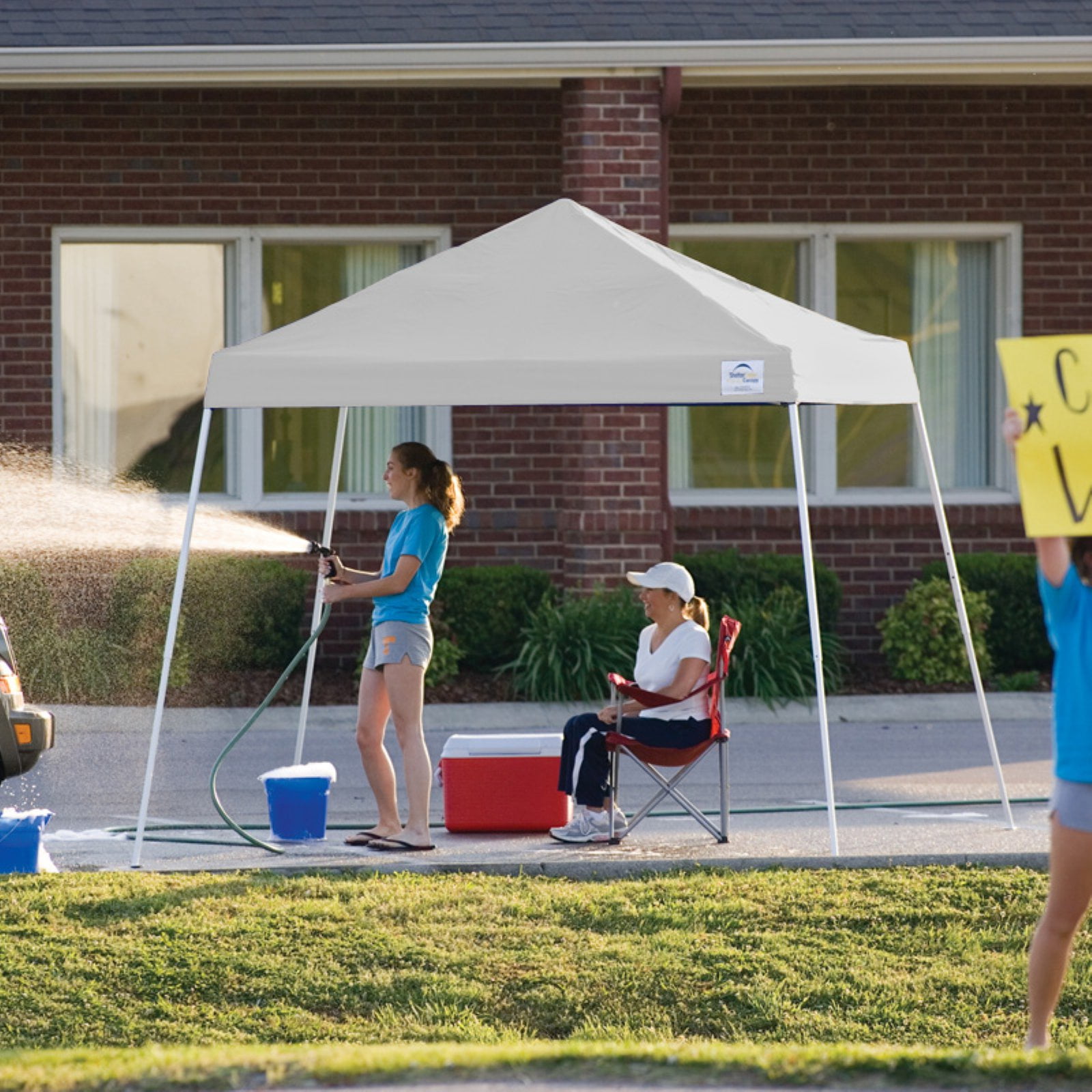 10' x 10' Sport Pop-up Canopy Slant Leg White Cover - Walmart.com