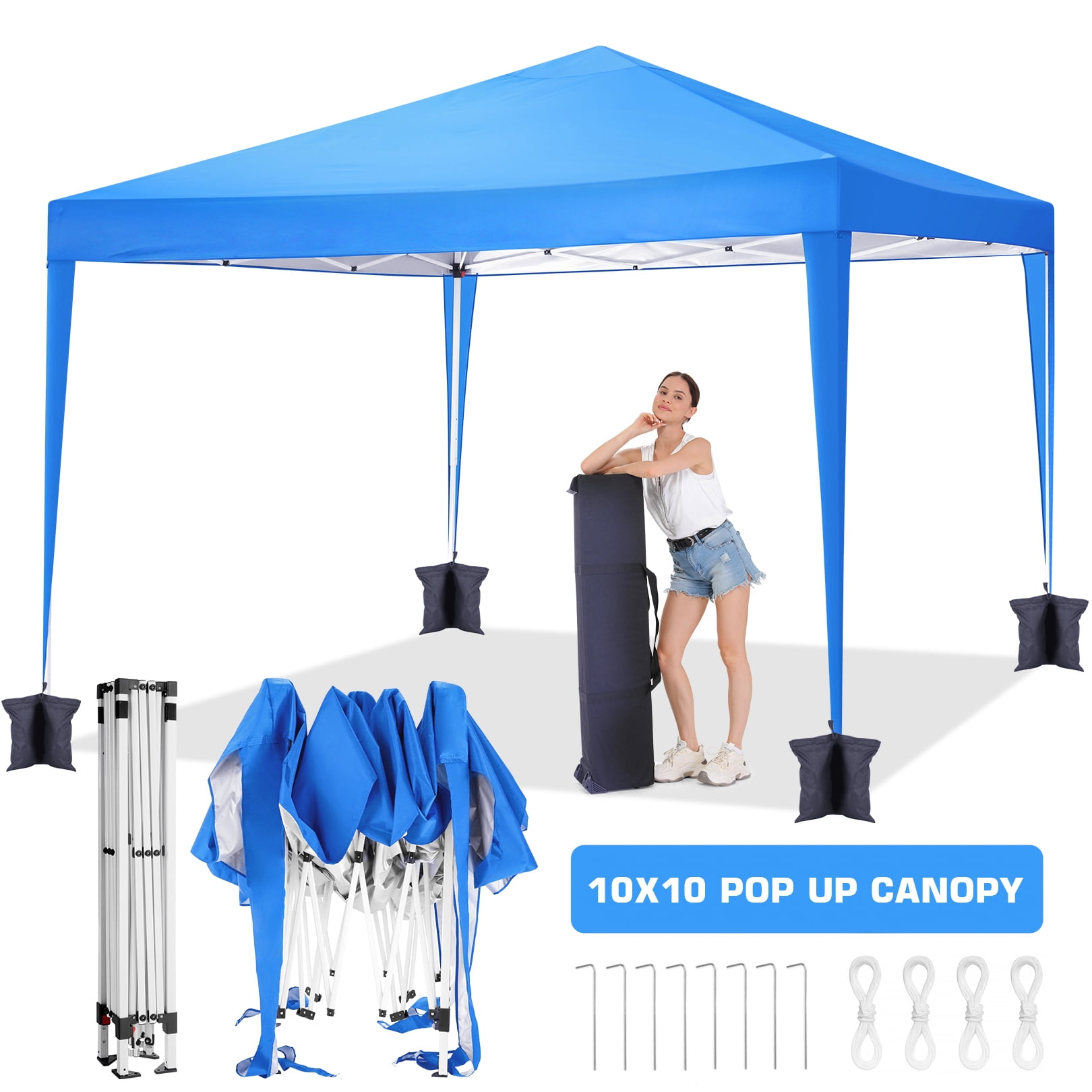 10' x 10' Straight Legs Instant Canopy for Outside Pop up Shelter One ...