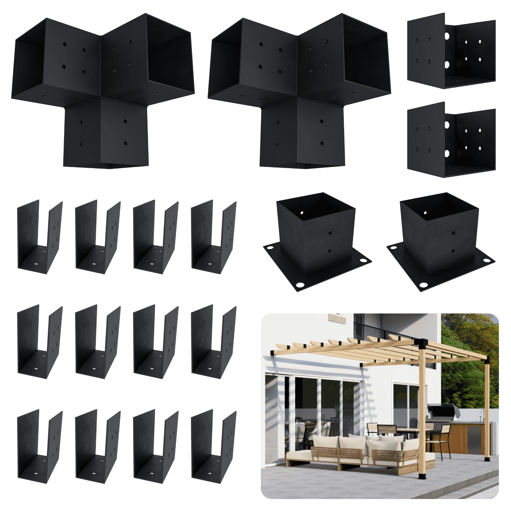 10' x 10' Wall-Mounted Pergola Off House with Roof Easy DIY Pergola Kit ...