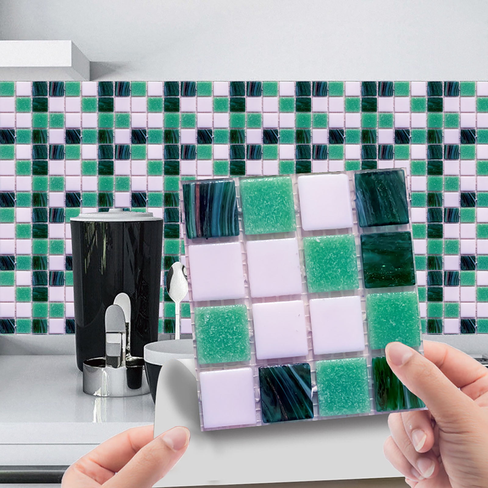 10 x 10 cm Mosaic Wall Tile Stickers, Bathroom Tile, DIY Self Adhesive ... 10 x 10 cm Mosaic Wall Tile Stickers, Bathroom Tile, DIY Self Adhesive ...