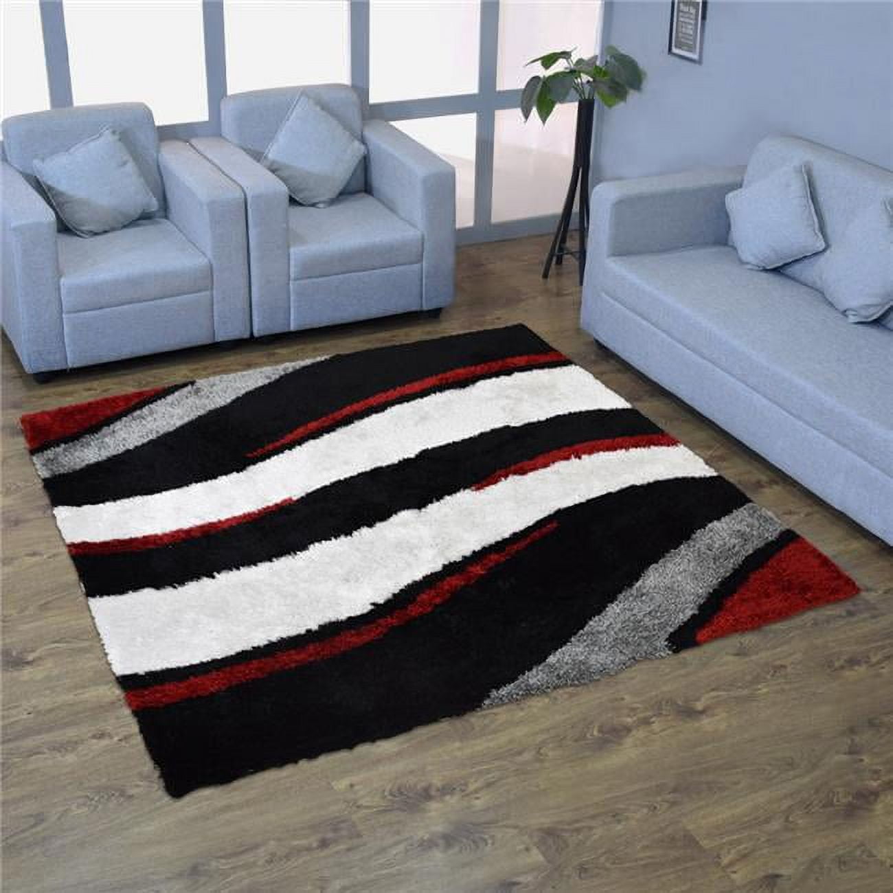 10 x 10 ft. Hand Tufted Shag Polyester Contemporary Square Area Rug ...
